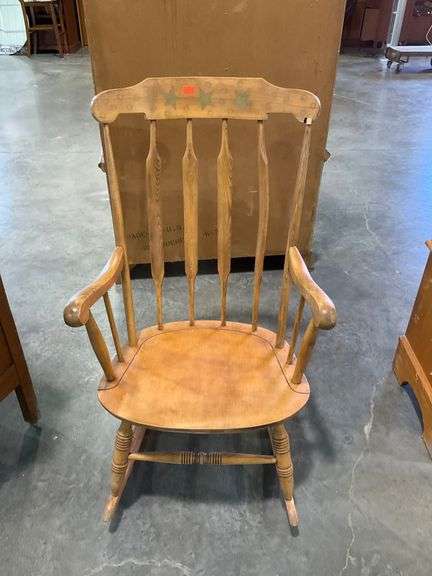 Rocking Chair with Star Motif and Turned Spindle Details - Hash Auctions