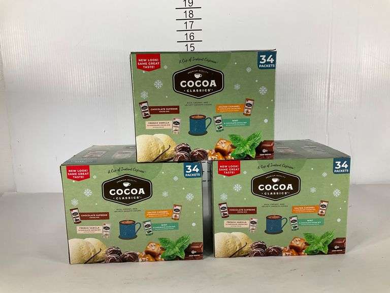 Three Boxes of Cocoa Classics Hot Cocoa Mix, 34 Packets Each - Hash ...