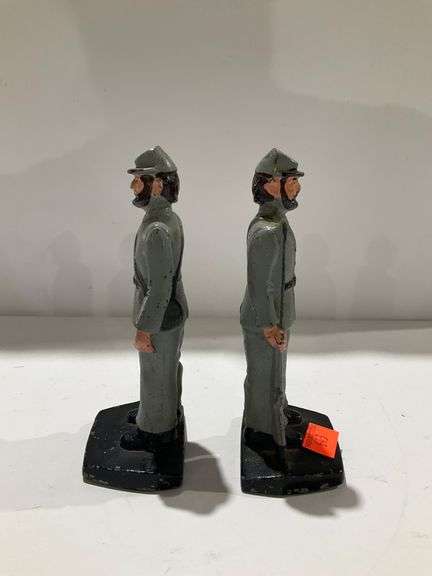 Cast Soldier Bookends with Gray Uniforms - Hash Auctions