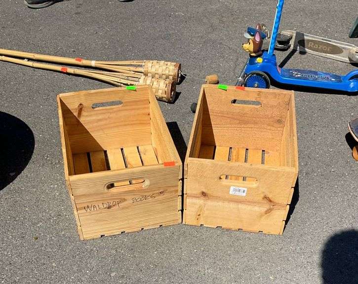 Pair of Wooden Crates with Slatted Construction - Hash Auctions