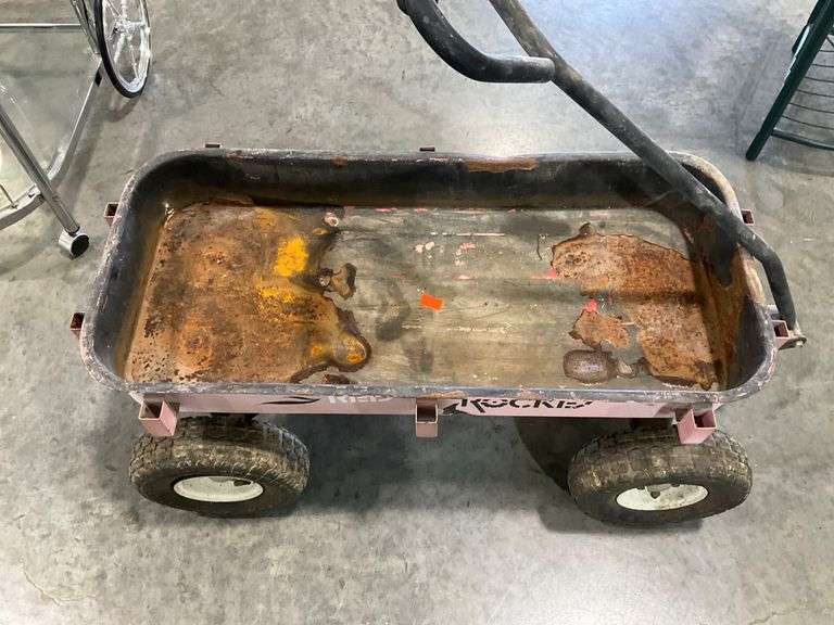 Red Rocket Metal Wagon with Handle and Four Wheels - Hash Auctions