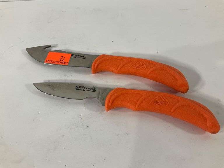 Set of Two Wild Game Knives with Orange Handles - Hash Auctions
