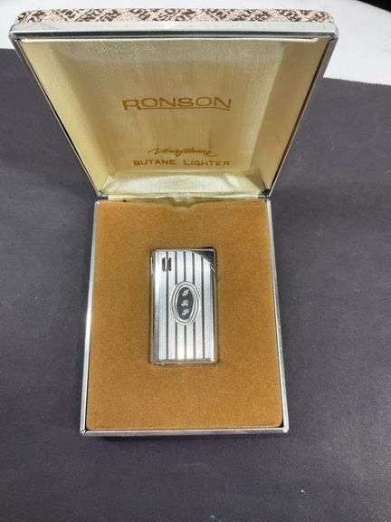 Ronson Butane Lighter Engraved Original Case - Hash Auctions