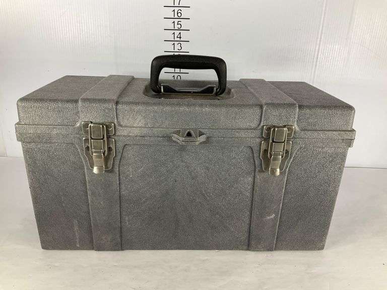 Gray Plastic Tuff-Box Storage Case with Handle and Metal Latches - Hash ...