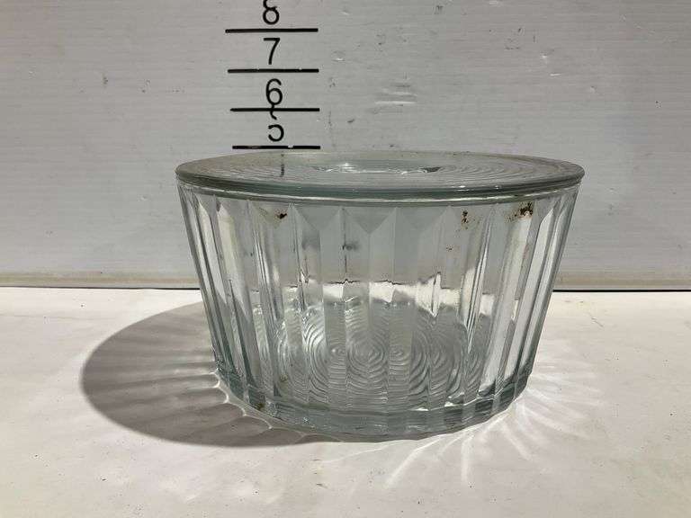 Clear Glass Lidded Storage Container with Ribbed Pattern - Hash Auctions