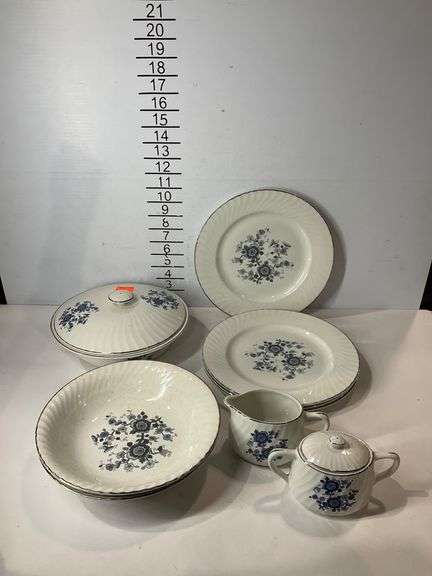 Royal Blue Ironstone Dinnerware Set by Wedgewood, England - Hash Auctions
