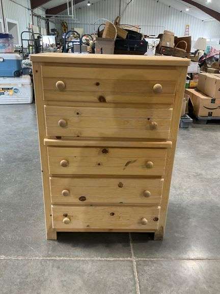 Five-Drawer Chest with Natural Finish - Hash Auctions