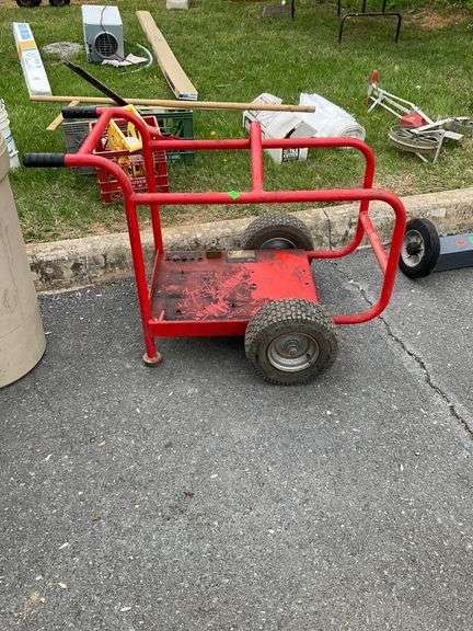 Red Metal Mobile Cart With Pneumatic Tires - Hash Auctions