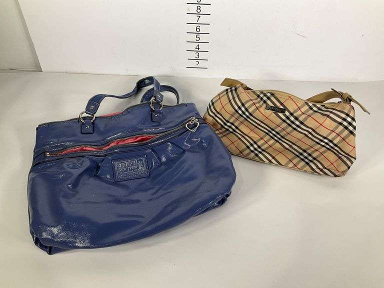 Coach Blue Patent Leather Shoulder Bag and Burberry Plaid Handbag ...