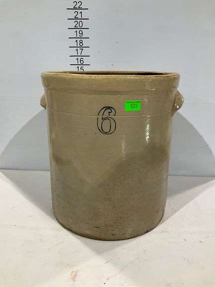 Stoneware Crock with Number ‘6’ and Side Handles - Hash Auctions