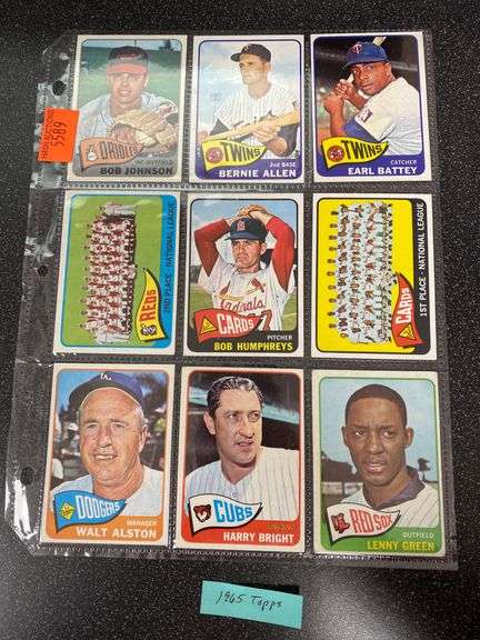 1965 Topps Baseball Cards Collection Featuring 9 Cards in Sleeve - Hash ...