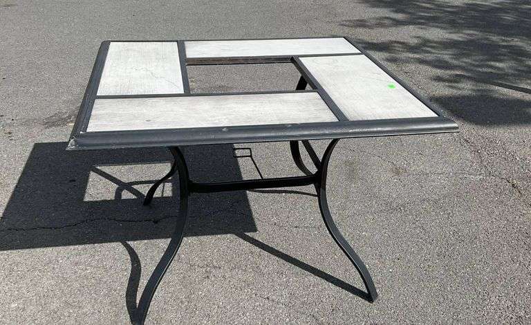 Metal Patio Table Frame With Tile Top and Open Center - Hash Auctions