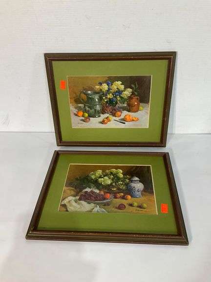 Pair of Framed Still Life Prints with Green Matting, 18×14.5 - Hash ...