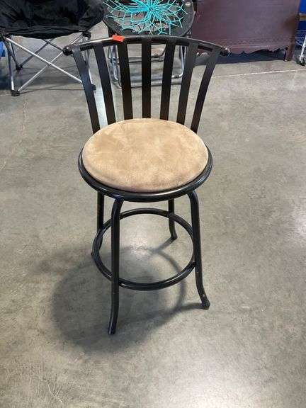 Metal Bar Stool with Fan-Back Design and Padded Seat - Hash Auctions