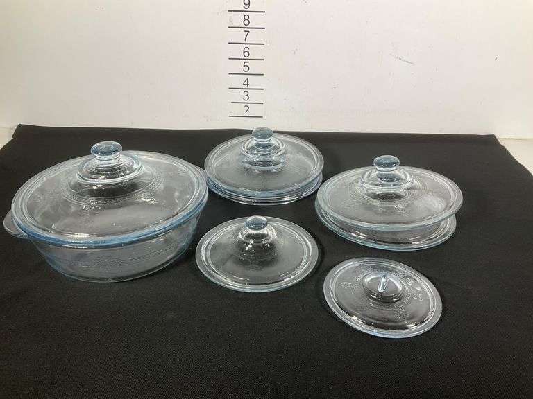 Fire King Sapphire Blue 8-Piece Glass Bakeware Set with Lids - Hash ...