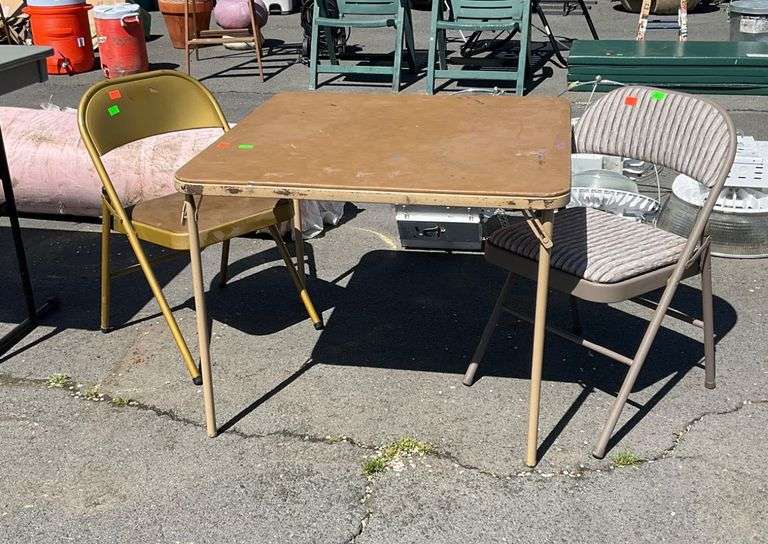 3-Piece Folding Card Table Set with Two Chairs - Hash Auctions
