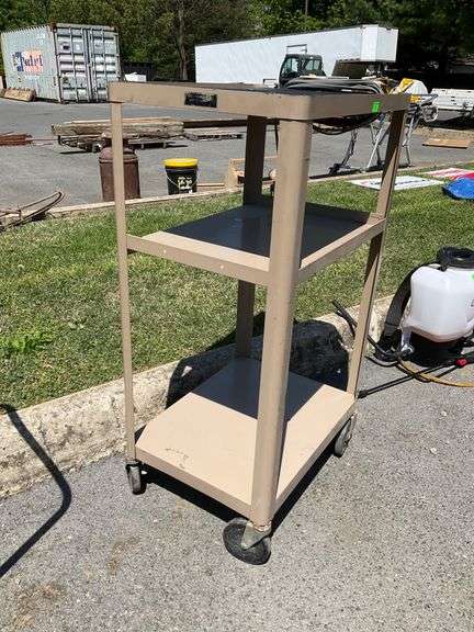 Three-Tier Mobile Cart with Integrated Power Strip, 43”Hx24”Lx18”W ...