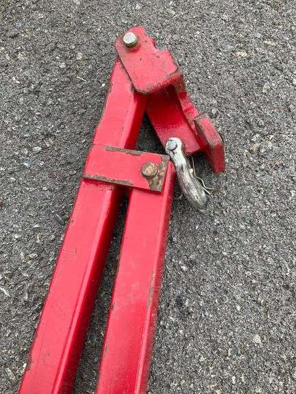 Red Metal Post Puller With Hinged Arm and Hook - Hash Auctions