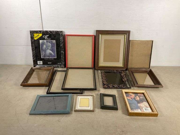 Assorted Photo Frames Including Multiple Materials, Finishes, and Sizes ...