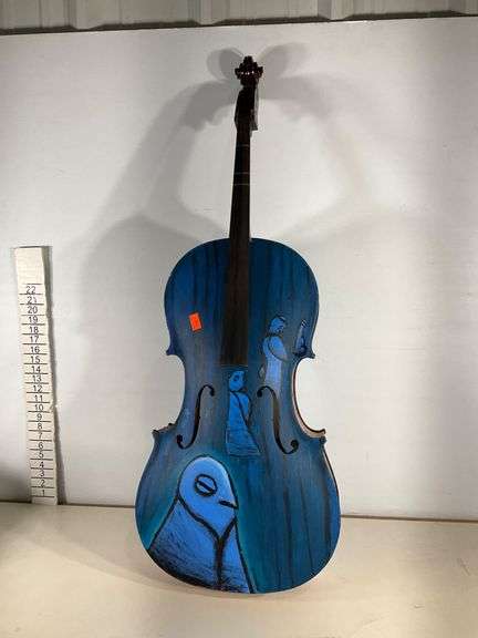 Hand-Painted Decorative Cello with Abstract and Portrait Motifs - Hash ...