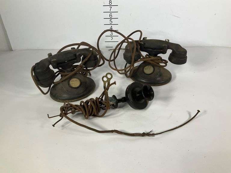 Set of Two Rotary Telephone Handsets With Wiring and Electrical ...