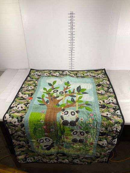 Quilt with Panda-Themed Design, Approximately 32x49in - Hash Auctions