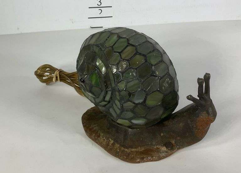 Snail-Form Lamp with Stained Glass Style Shell and Integrated Cord ...