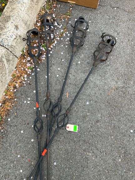 Set of Four Metal Tiki Torches with 6’ Poles - Hash Auctions