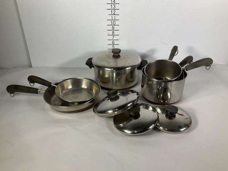 Set of Revere Ware Stainless Steel Cookware with Copper Bottoms - Hash ...