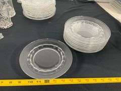 Collection of Clear Glass Tableware, Including Plates, Bowls, Glasses ...