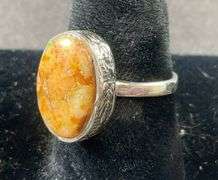 Sterling silver coral jasper ring size 7 - Hash Auctions