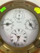 Wall-Mounted Barometer, Clock, Hygrometer, and Thermometer in Brass and ...