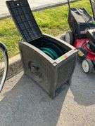 Suncast Hose Storage Box with Wicker-Style Design with Hose. - Hash ...