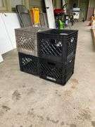 Set of Four Plastic Milk Crates in Black and Gray - Hash Auctions