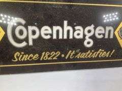 Copenhagen Glass Advertising Sign with Gold and White Accents, 10 x 24 ...