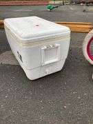 Large Plastic Cooler With Hinged Lid and Side Handles - Hash Auctions
