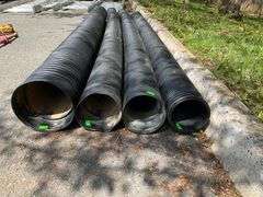 Set of Four Black Corrugated Plastic Drainage Pipes, 9ft 6in to 11ft ...