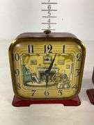 Pair of Lux Clock Mfg. Co. Clocks with Illustrated Dials - Hash Auctions