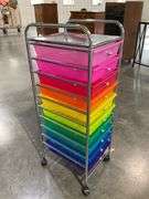 Rolling Storage Cart with Chrome Frame and Multicolored Drawers - Hash ...