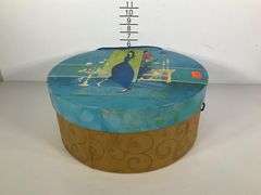 Round Decorative Box With Illustrated Lid and Styrofoam Head Stand ...