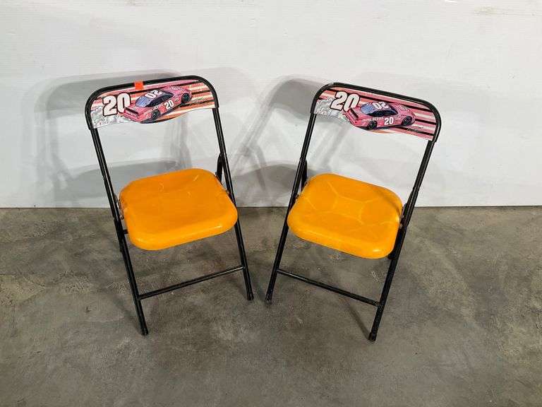 Kids Folding Chairs with Race Car Motif and Orange Seats - Hash Auctions