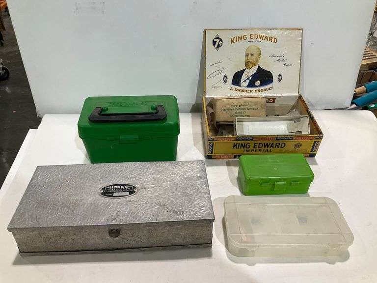 Miscellaneous Storage Boxes Including King Edward Cigar Box and Tool ...