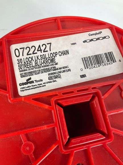 Campbell 3/0 Lock Link Single Loop Chain, 50′ Reel, Blue and Chrome ...