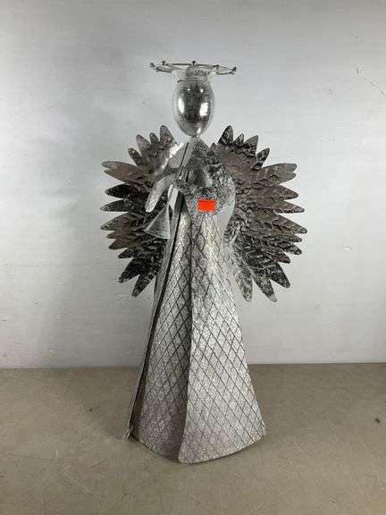 Metal Angel Sculpture with Halo and Decorative Wings, 30” Tall - Hash ...