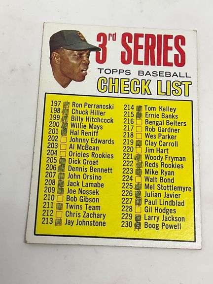 1967 Topps Baseball 3rd Series Willie Mays Checklist Card #191 - Hash ...