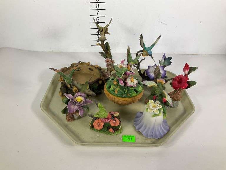 Collection of Ceramic Hummingbird and Floral Figurines, 1994 Cosmos and ...