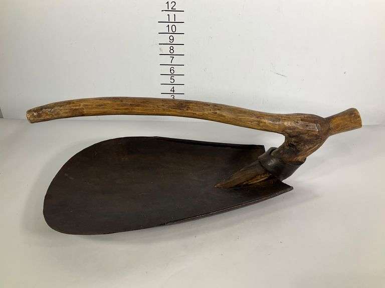 Rustic Handheld Agricultural Hoe / Gold Digger with Wooden Handle and ...