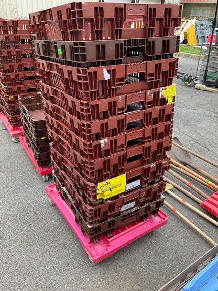 Stack of 10 Mission Plastic Bread Trays with Bimbo Bakeries USA Dolly ...