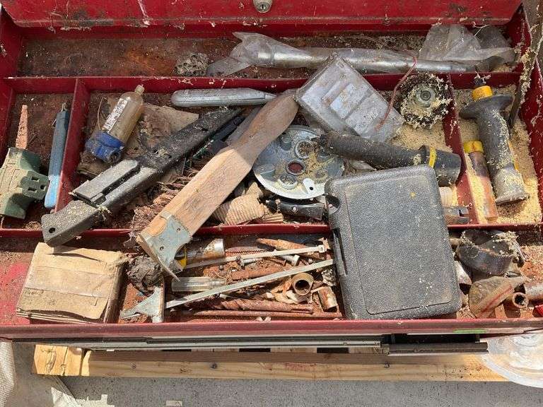 Red Metal Top Box Tool Chest with Assorted Tools and Accessories - Hash ...