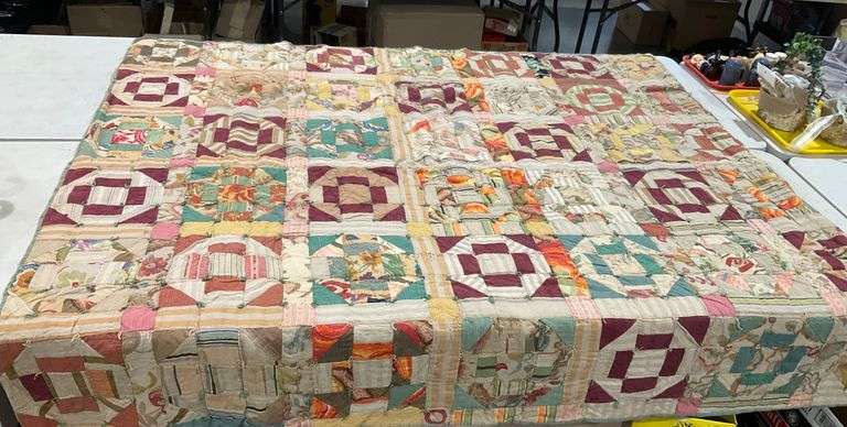Patchwork Tufted Quilt with Hand-Stitched Backing, 77×71” - Hash Auctions